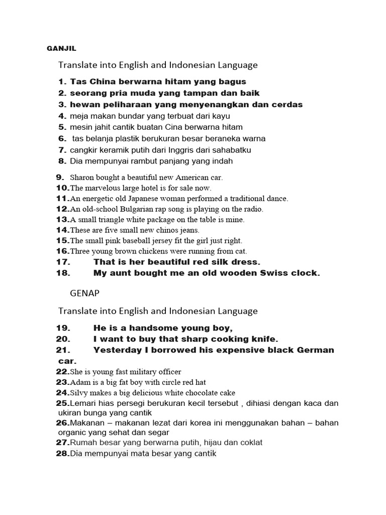 Latihan Soal Adjective Order Series | PDF Latihan Soal Adjective Order Series | PDF