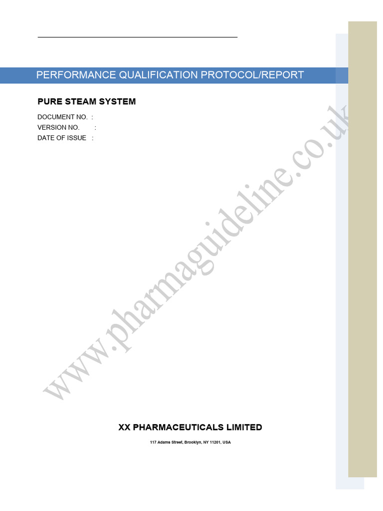 Performance Qualification of Pure Steam Protocol | PDF | Transparent ...
