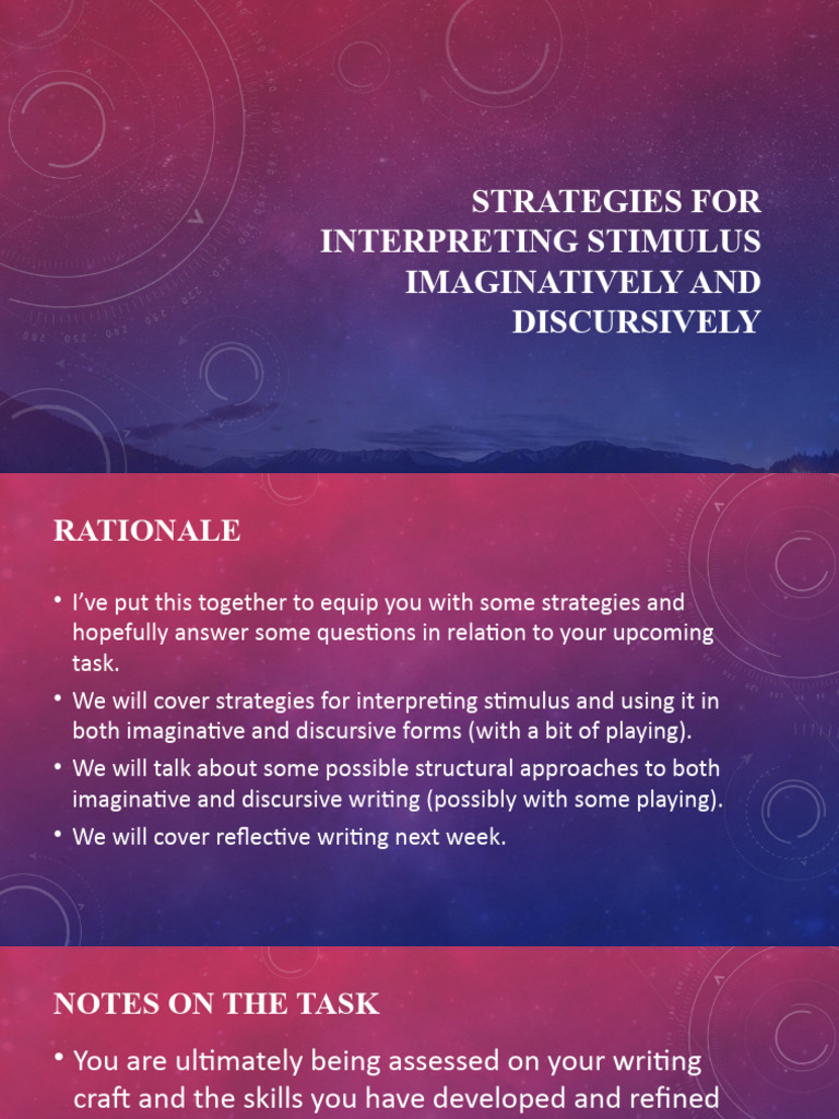 Strategies For Interpreting Stimulus Imaginatively and Discursively | PDF