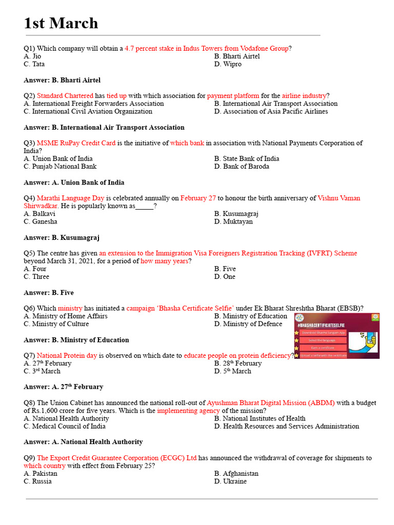 March 2022 Current Affairs English | PDF