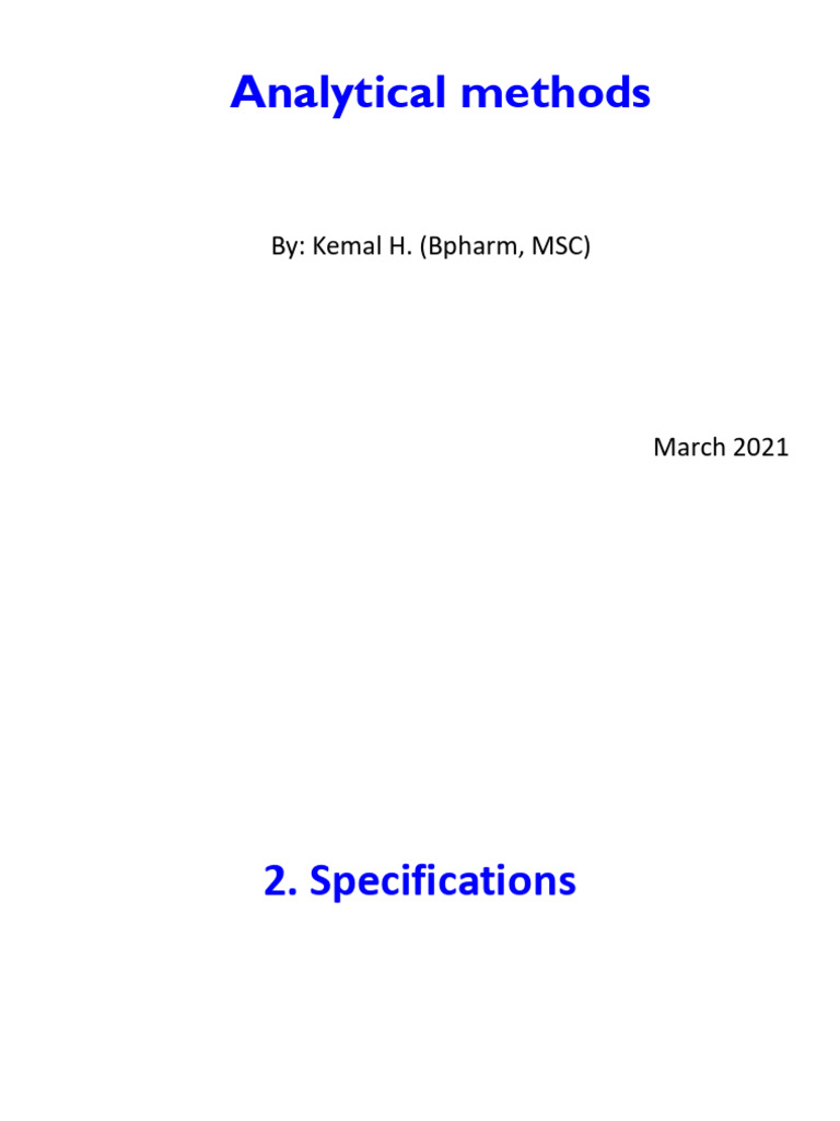 Analytical Methods | Download Free PDF | Assay | Verification And ...