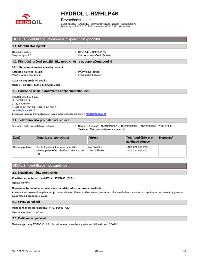 Hydrol L-HMHLP 46 CS | PDF