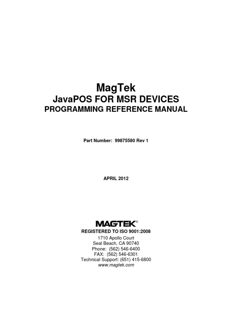 Magtek Javapos For MSR Devices Programmer's | PDF | License | Encryption