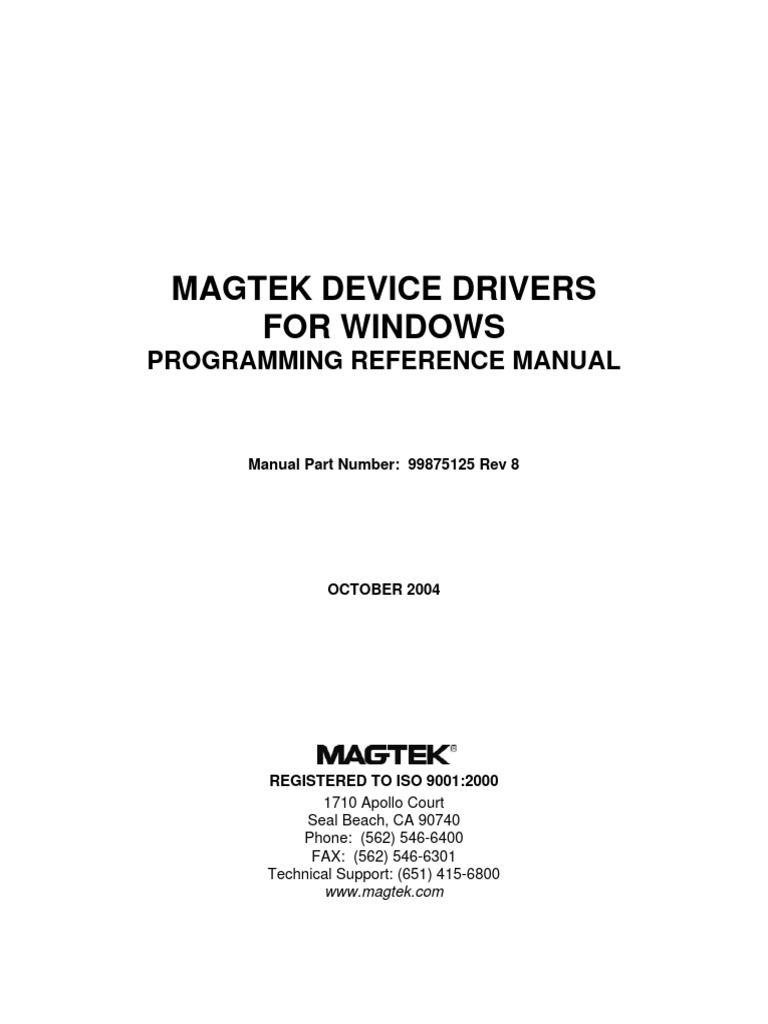 MagTek Device Drivers (Windows | PDF | Device Driver | Microsoft Windows