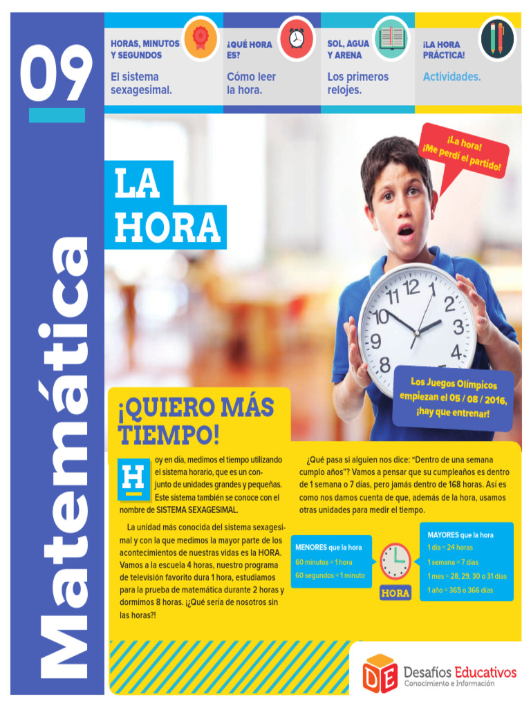 9 Matemática - La Hora - Desafíos Educativos | PDF | Reloj | Reloj