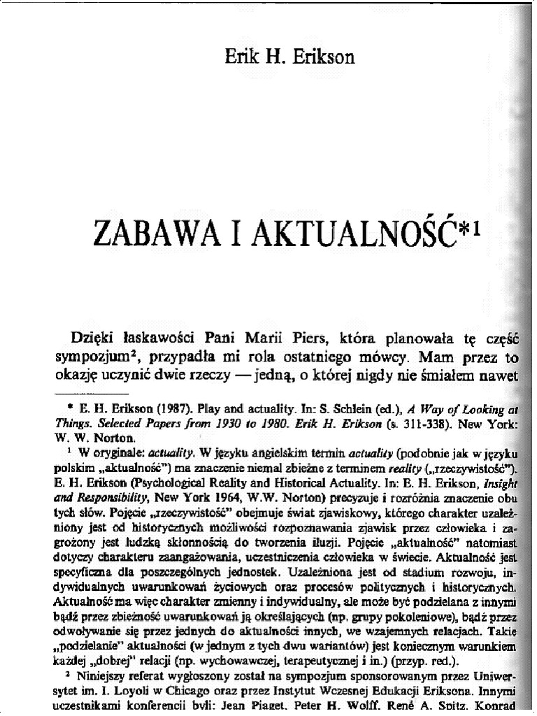 Erikson Zabawa I Aktualność | PDF