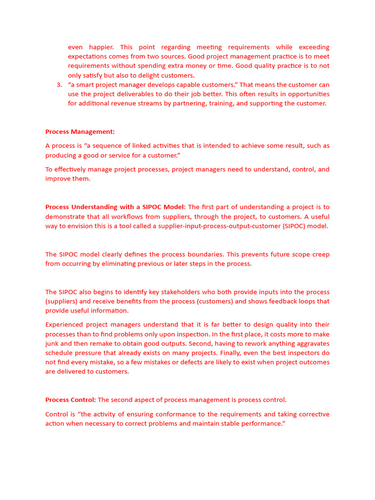 Project Management Note | PDF | Finance & Money Management