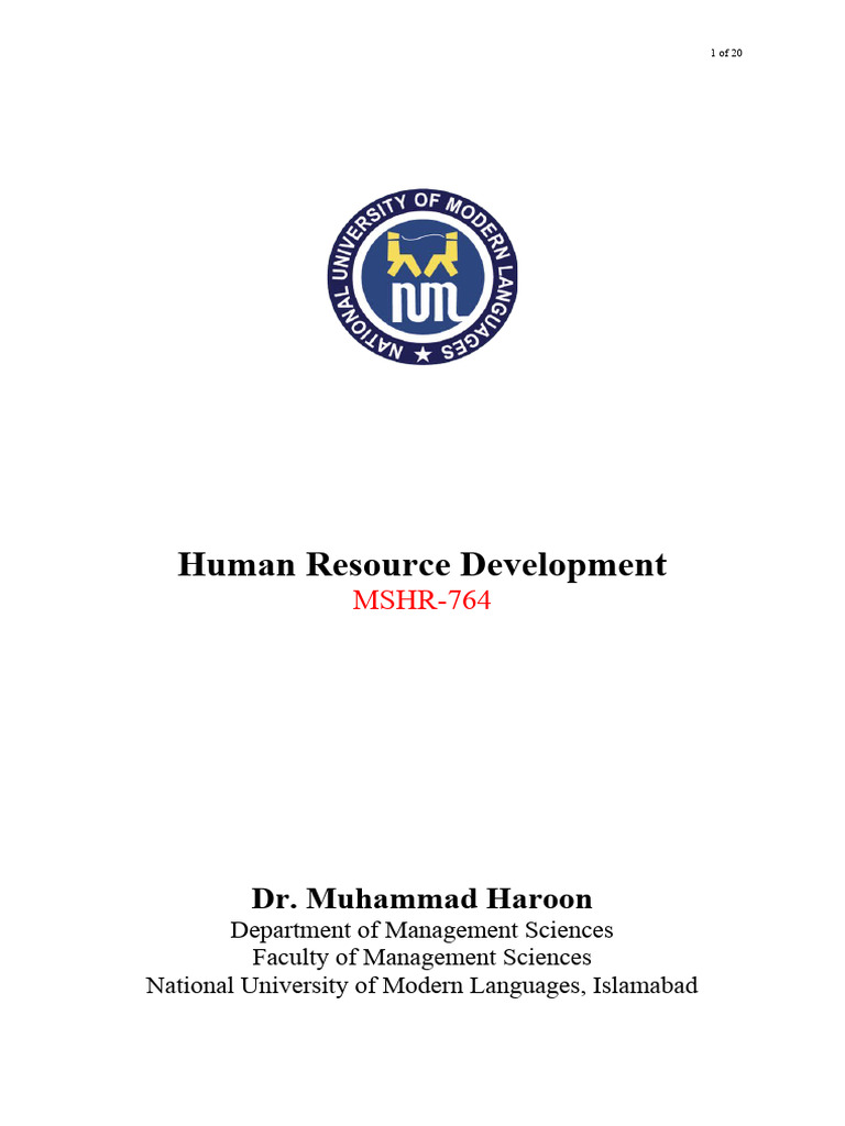 Course Outline - Human Resource Development MSMS S24 | PDF | Apa Style ...