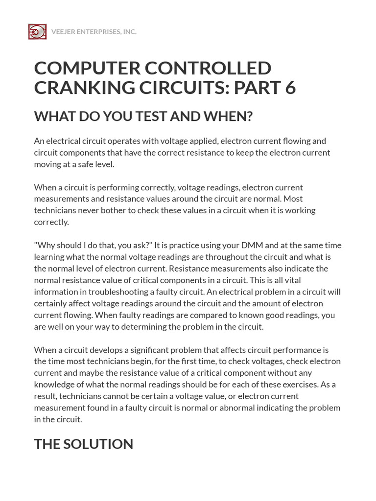 Part 6 - Computer Controlled Cranking Circuits - Veejer Enterprises ...