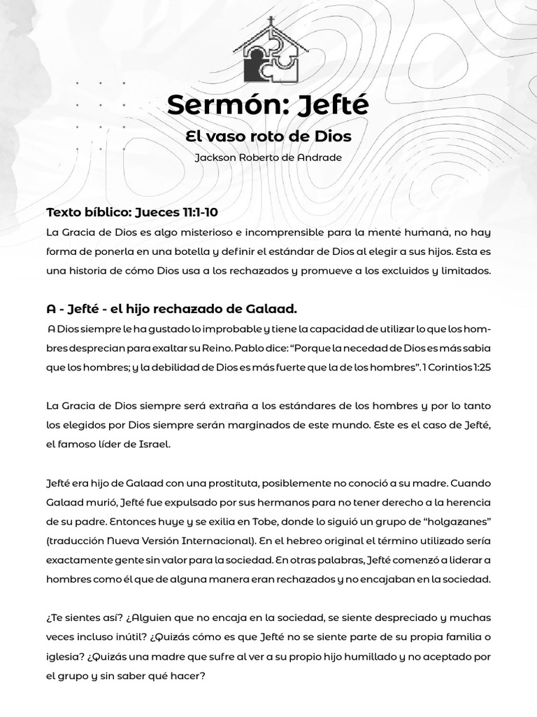 Jefté: El Vaso Roto de Dios | PDF | Espectro autista | Dios