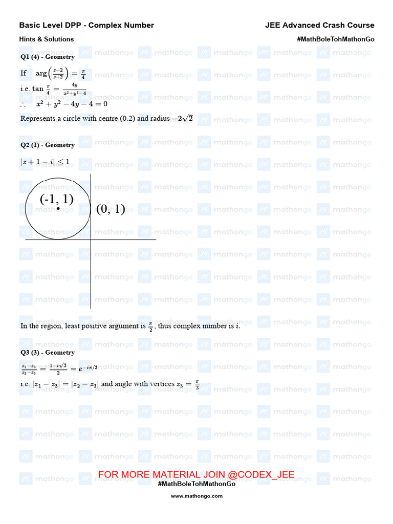 Complex Number Basic Level Solutions | PDF | Elementary Geometry ...