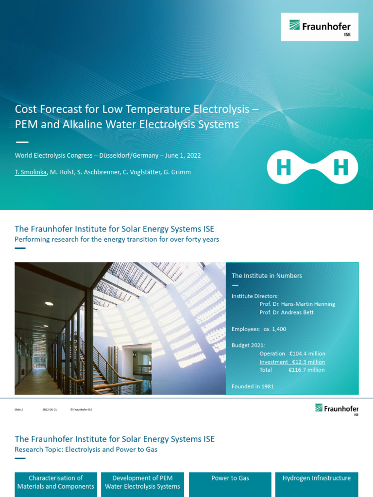 Cost Analysis of Electrolysis Systems | PDF | Energy Technology ...