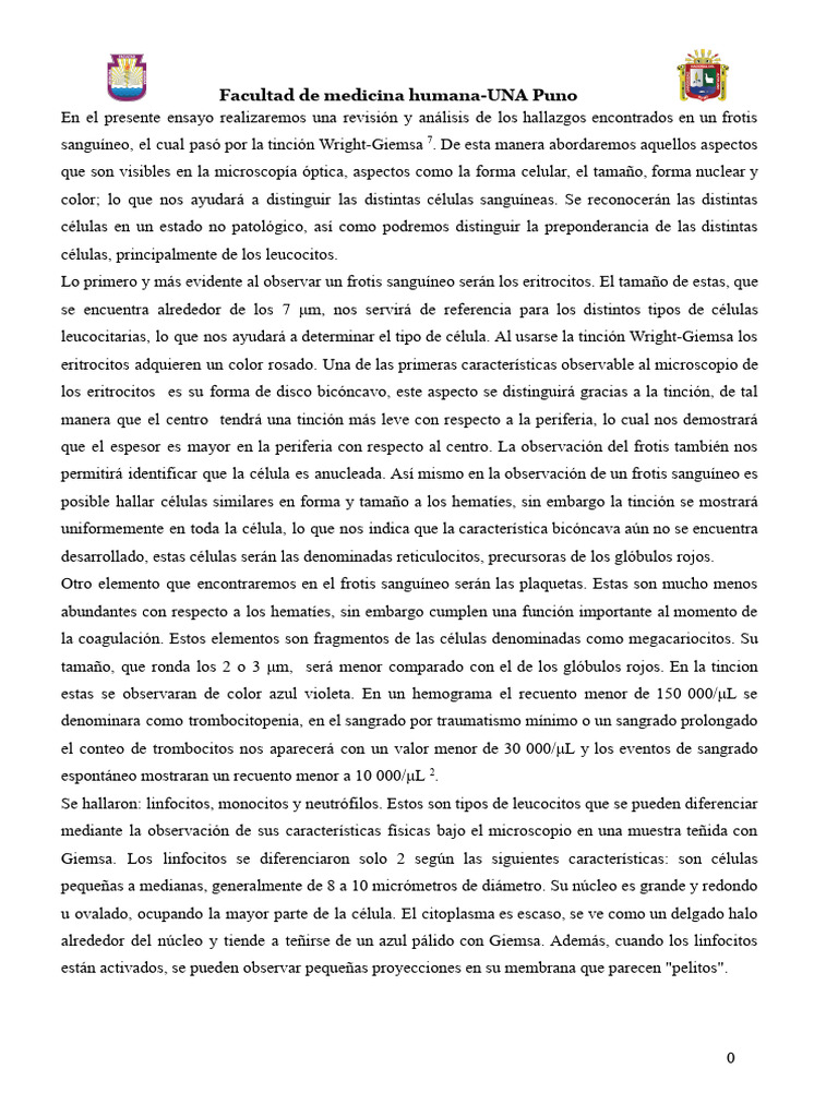 ENSAYO POR Aaron Marca Y Brayan Cuno | PDF | Leucocito | Sangre