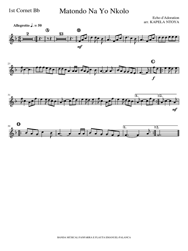 Matondo Na Yo Nkolo-1st Cornet BB | PDF