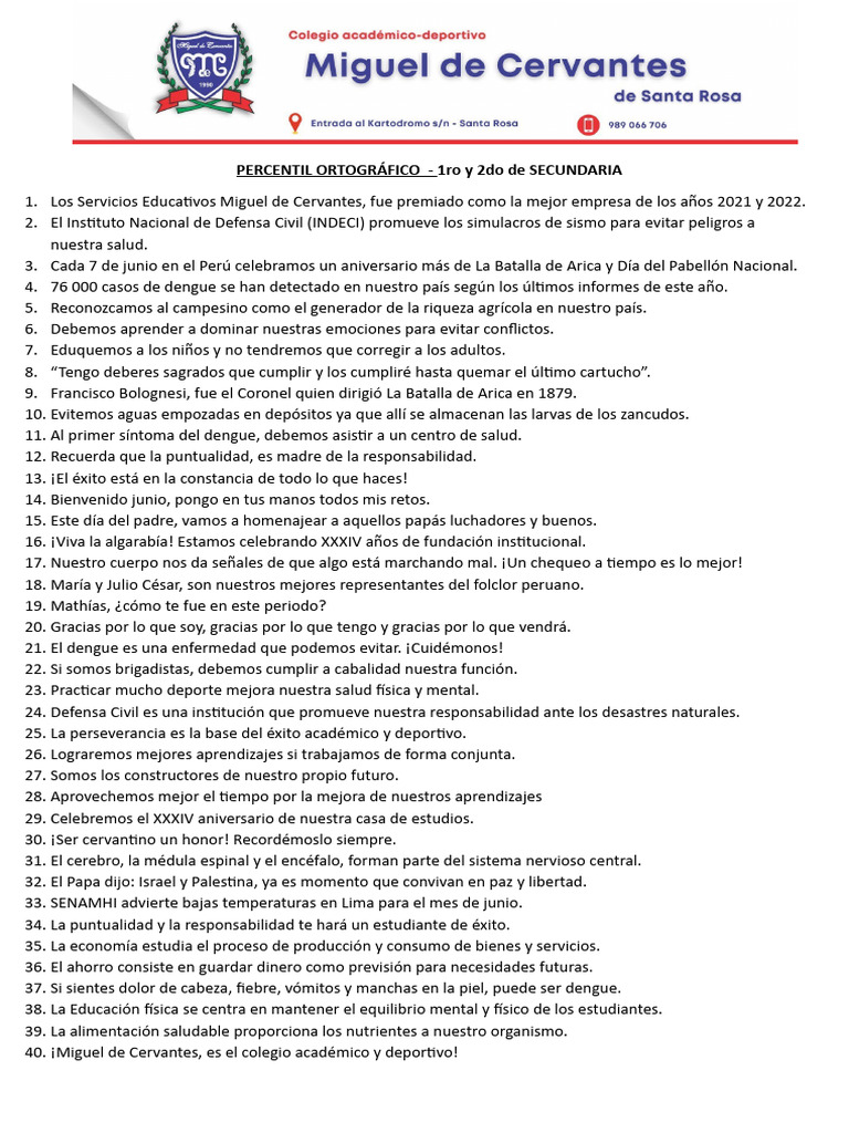 PERCENTIL ORTOGRÁF 1ro y 2do de SECUNDARIA 2024 | PDF