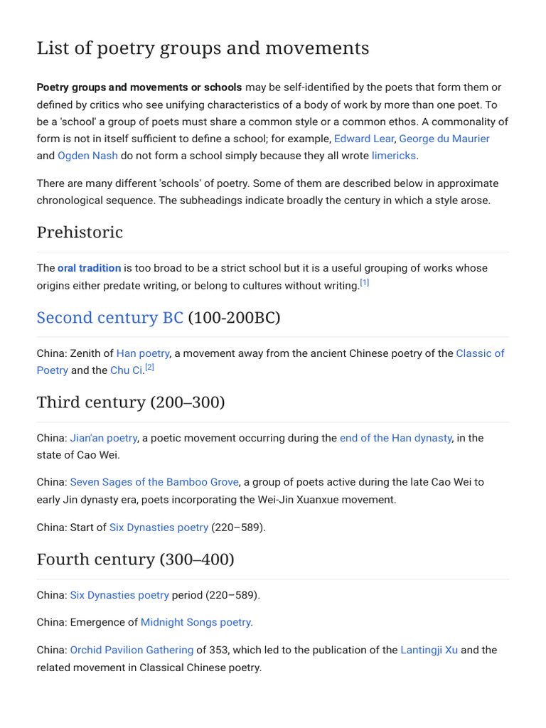List of Poetry Groups and Movements - Wikipedia | Download Free PDF ...