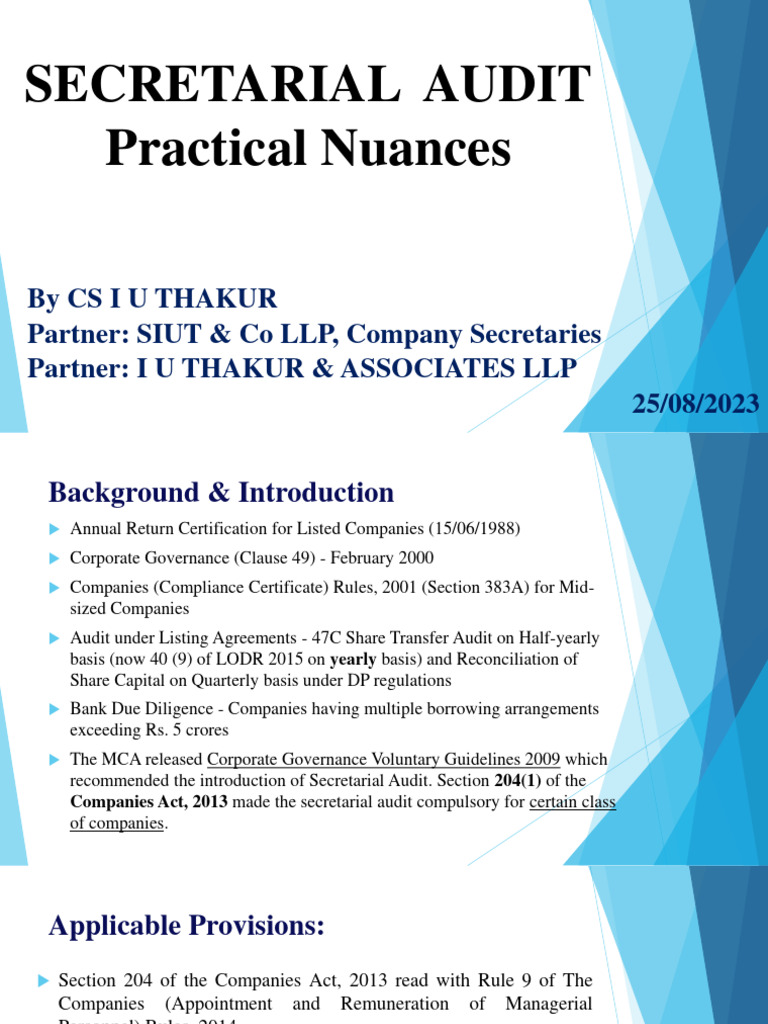 Secretarial Audit - Practical Nuances | PDF | Audit | Financial Audit
