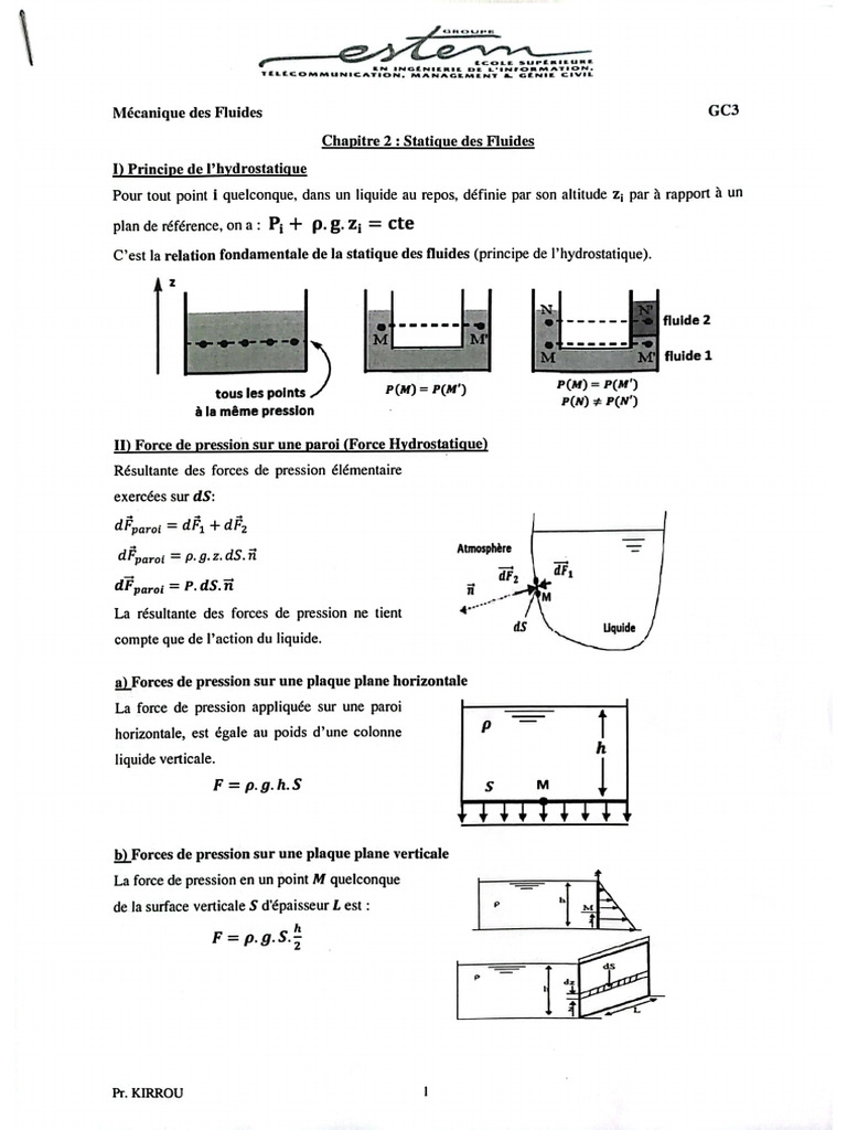 Chap 2 Résumé Mécanique Des Fluides | PDF