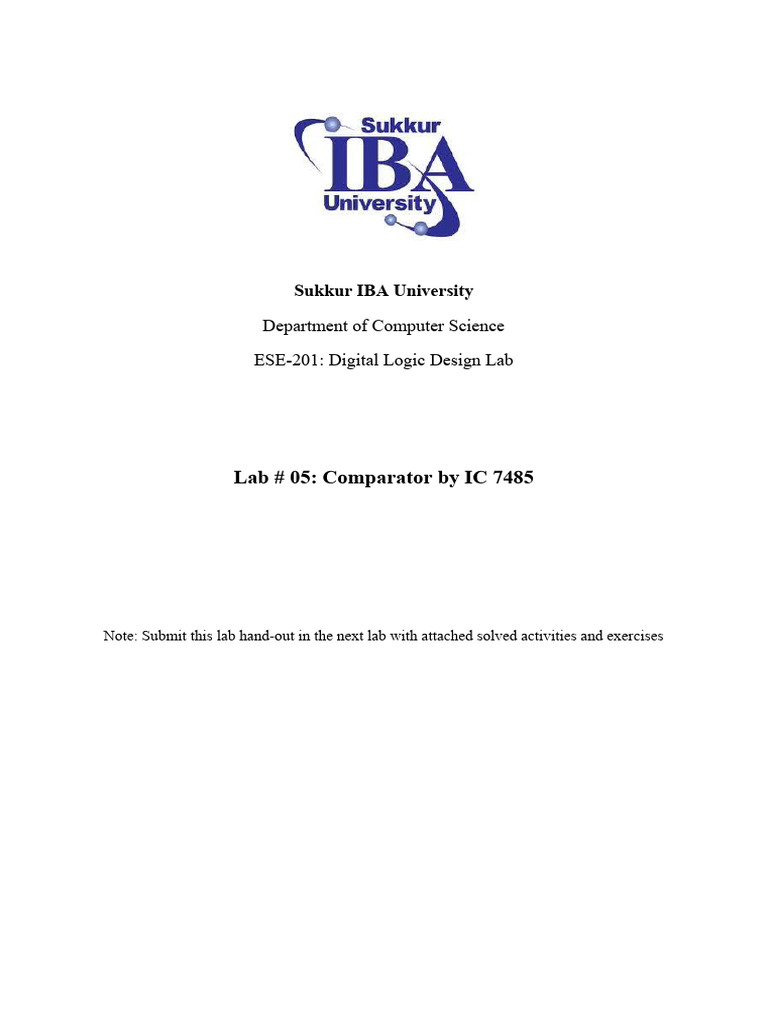 Dld Lab 6 Comparator Pdf 