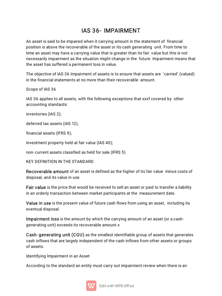 Ias 36 - Impairment | PDF