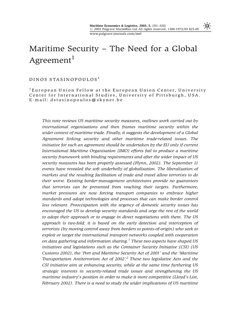 Global Agreement for Maritime Security | PDF | Politics | Social Science