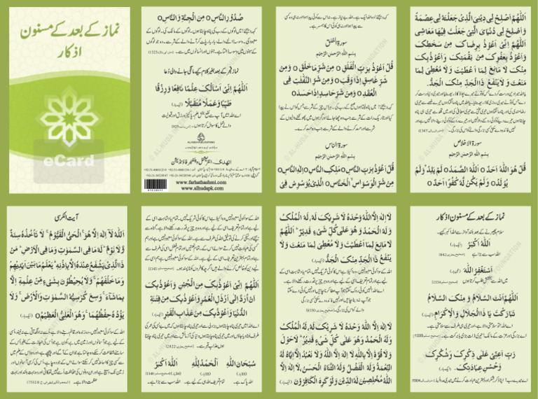 AIWF-eCards-Namaz Kay Ba'd Kay Masnun Azkaar | PDF