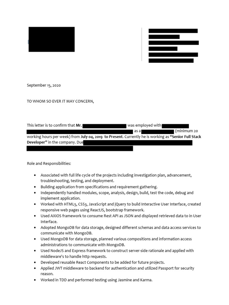 Reference Letter Redacted | PDF | Mongo Db | World Wide Web