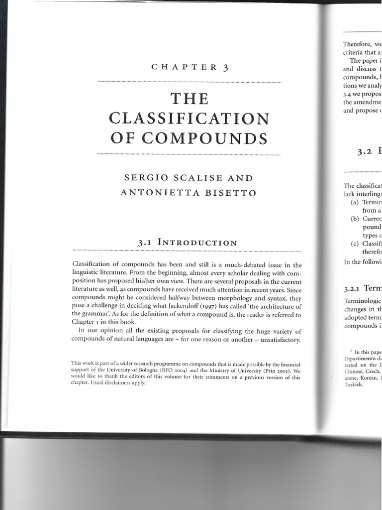Scalise & Bisetto, Classification of Compounds, 2009 | PDF
