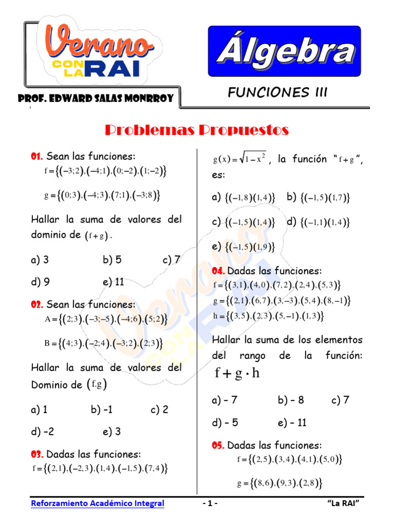 ALGEBRA DE FUNCIONES (1) | PDF