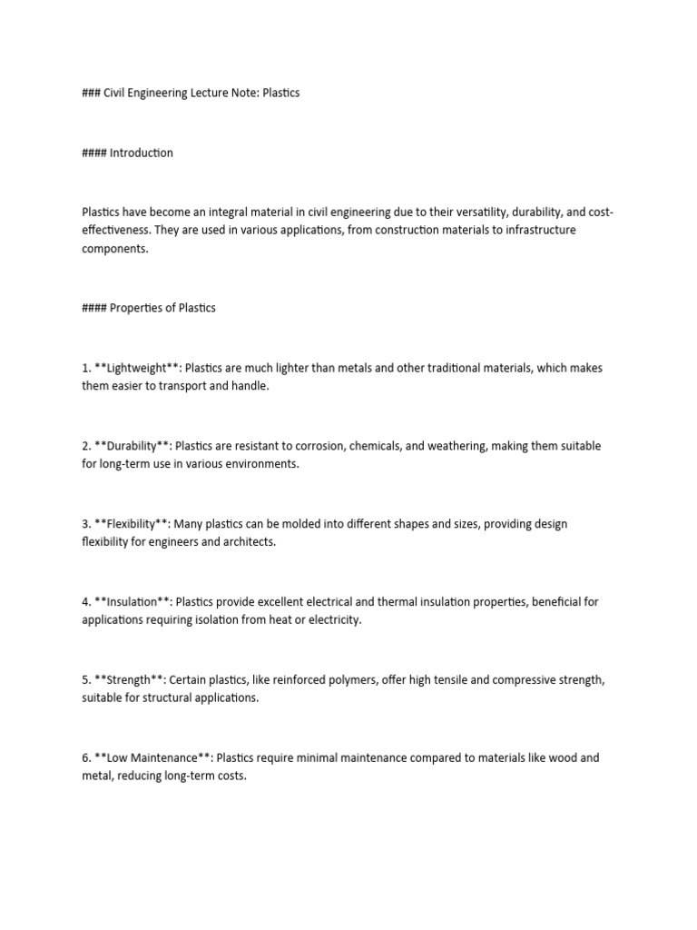Civil Engineering Plastics | PDF | Plastic | Polyvinyl Chloride