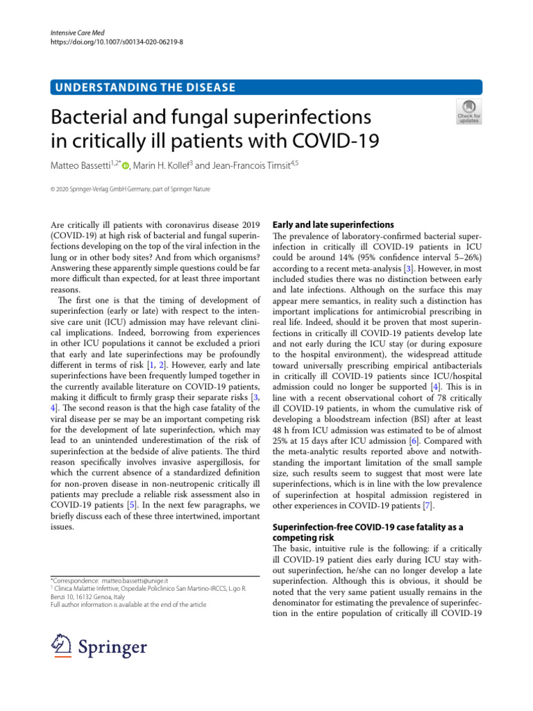 Bacterial & Fungal Superinfections in ICU COVID19 Patients | PDF | Intensive Care Medicine ...
