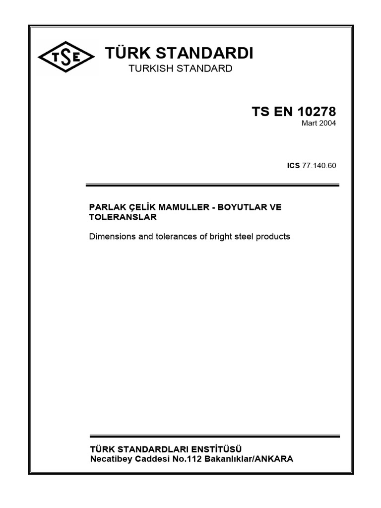 TS en 10278 Boyutlar Ve Toleranslar | PDF