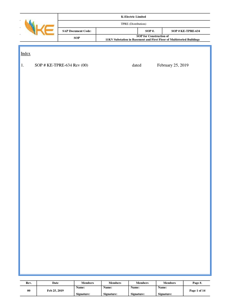 SOP for 11KV Substation Construction | PDF | Electrical Substation ...