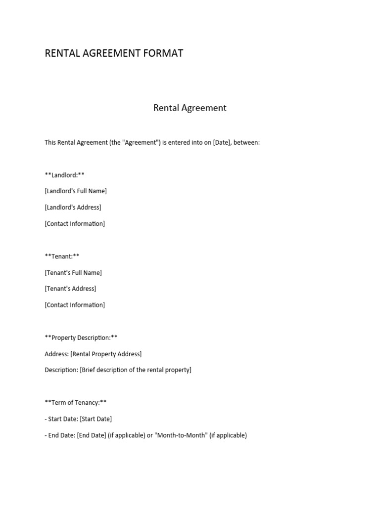 Rental Agreement Format | PDF