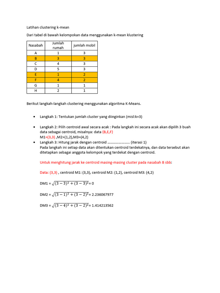 Modul Kmean Hitungan Manual Dan Coding Python Kmean | PDF | Metode ...