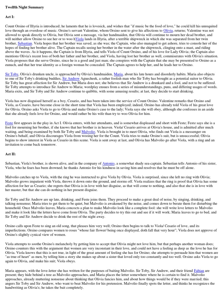Count Orsino Introduced; Viola Disguises as Cesario | PDF | Twelfth Night