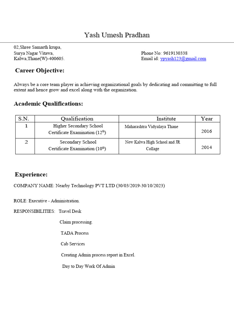 Yash Pradhan Resume 2024-1-1 - 1 | PDF