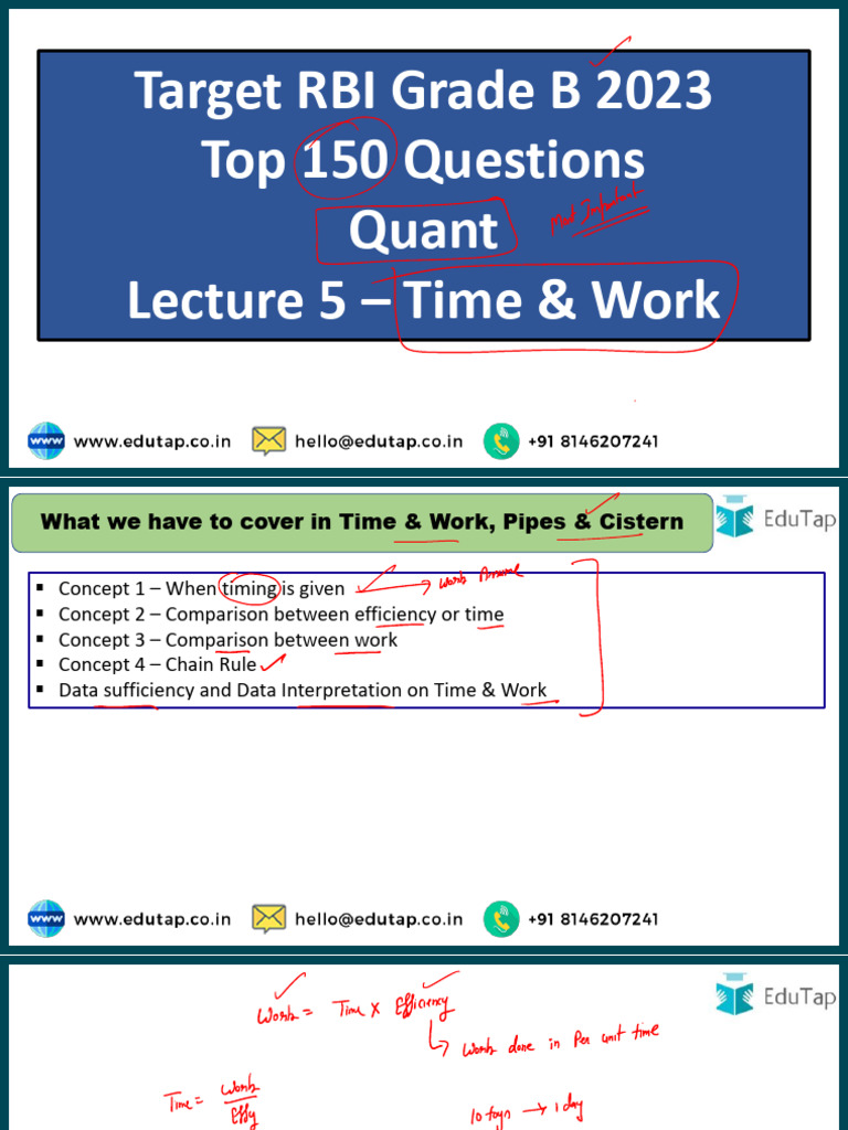 Rbi Grade B Phase 1 Quant Time Work | PDF