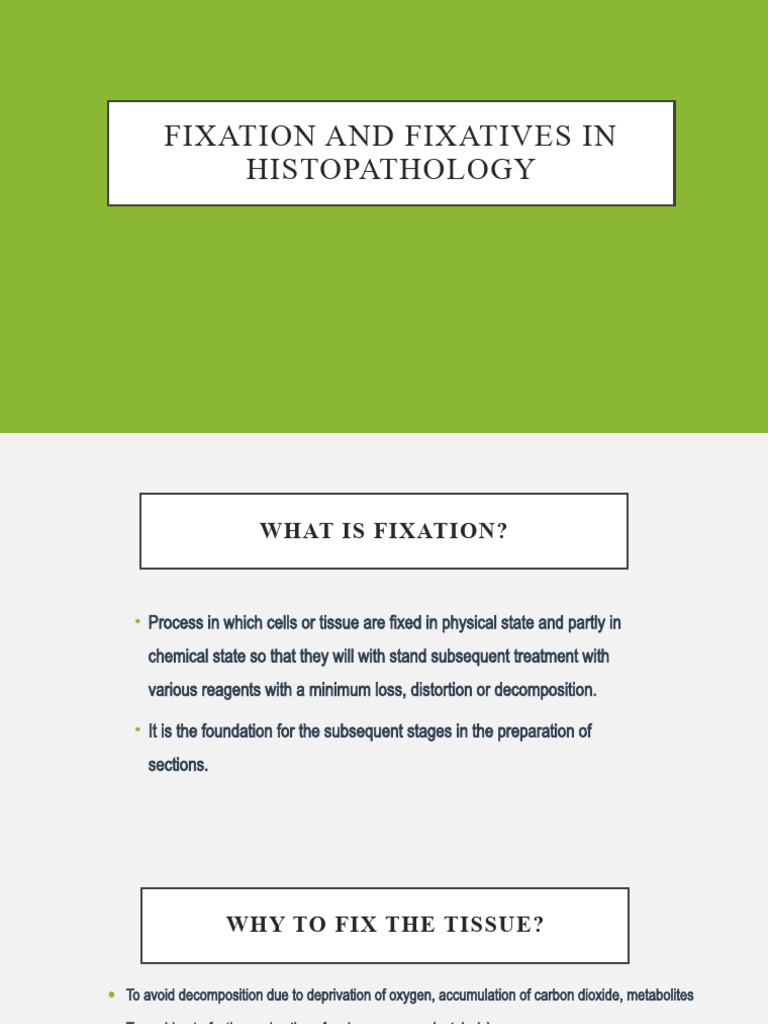 Fixation and Fixatives in Histopathology | PDF | Fixation (Histology ...