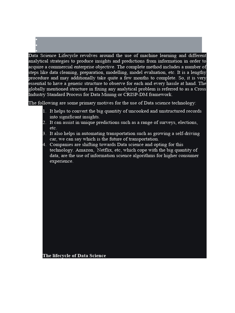 Data Science Lifecycle | PDF | Data | Data Science Data Science Lifecycle | PDF | Data | Data Science