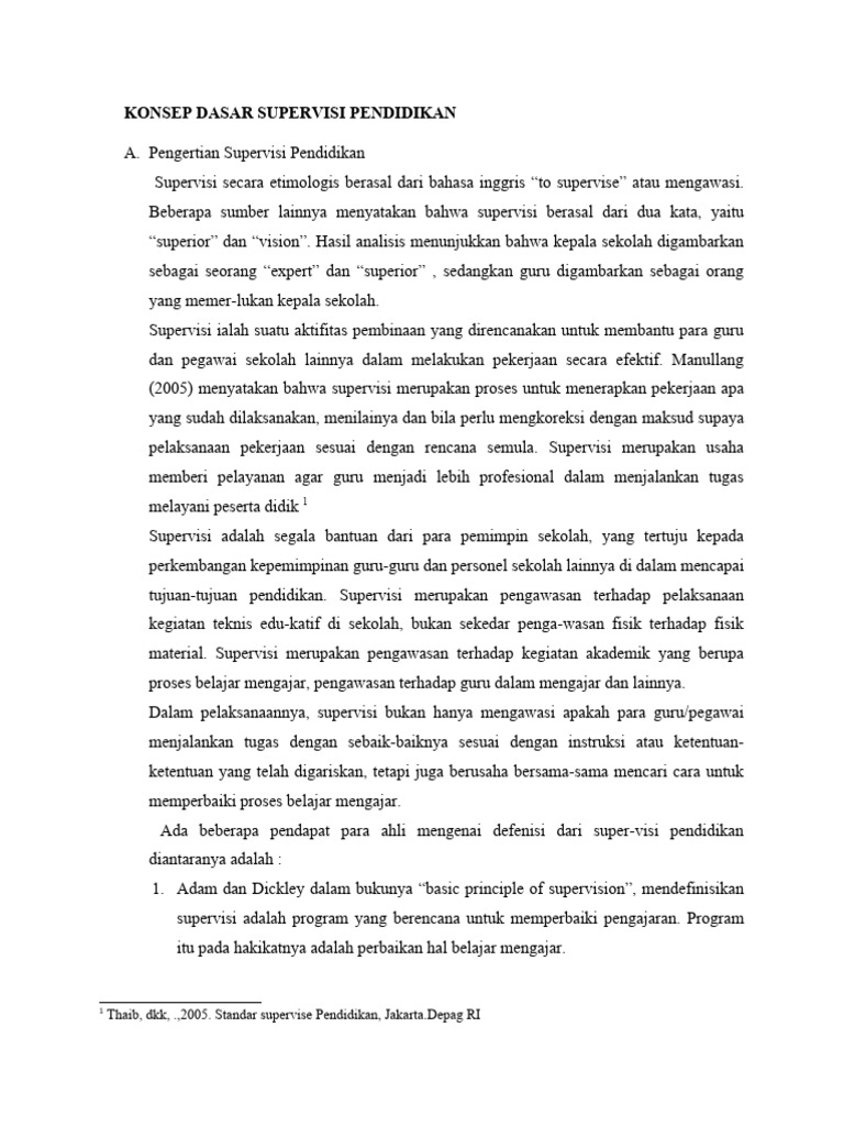Konsep Dasar Supervisi Pendidikan | PDF