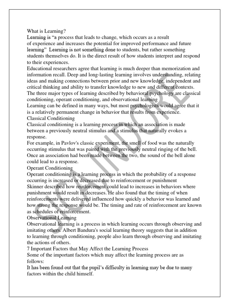 Chapter - 1-Learning and Its Principles | PDF | Learning | Classical ...