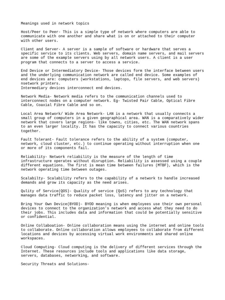 Meanings Used in Network Topics | PDF | Computer Network | Cloud Computing