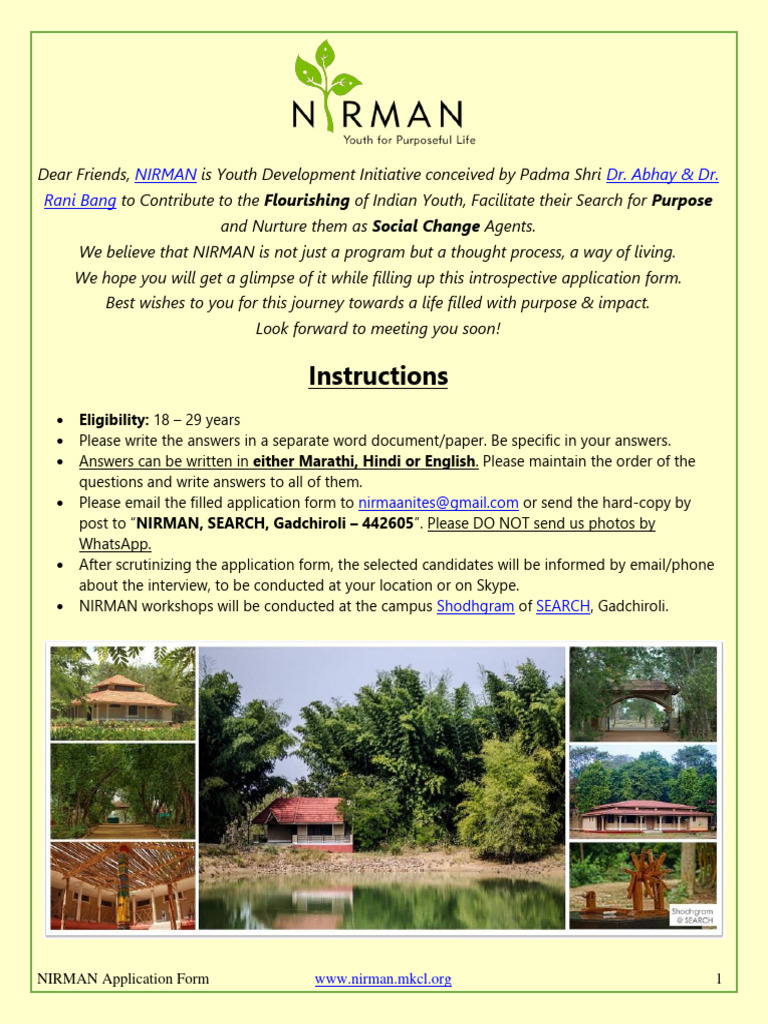 NIRMAN_Application_Form | Download Free PDF | Questionnaire