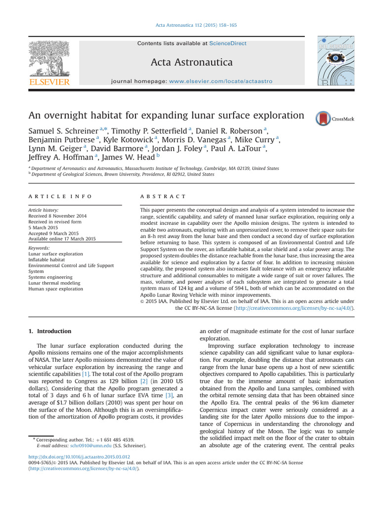 An overnight habitat for expanding lunar surface exploration | PDF ...