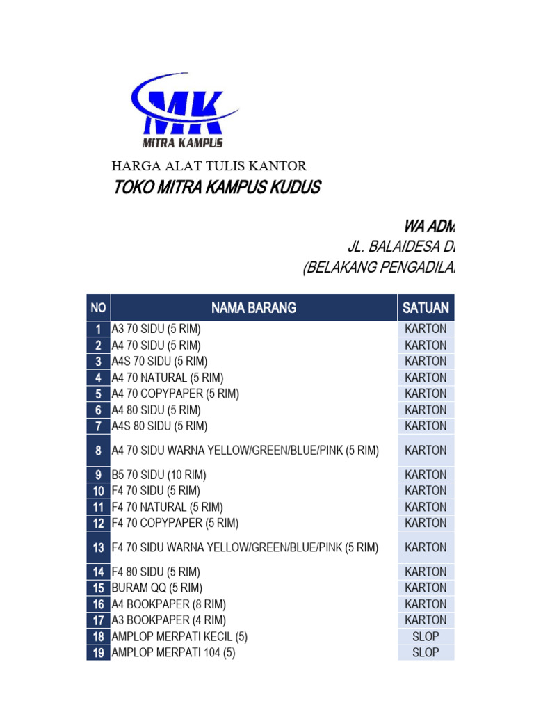 Harga Atk-2 | PDF