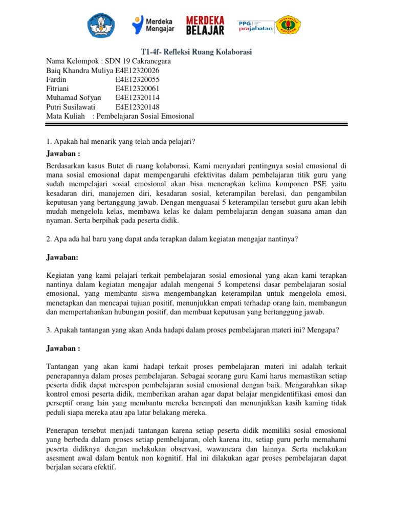 T1-4f Refleksi Ruang Kolaborasi. PSE | PDF | Karier & Perkembangan ...