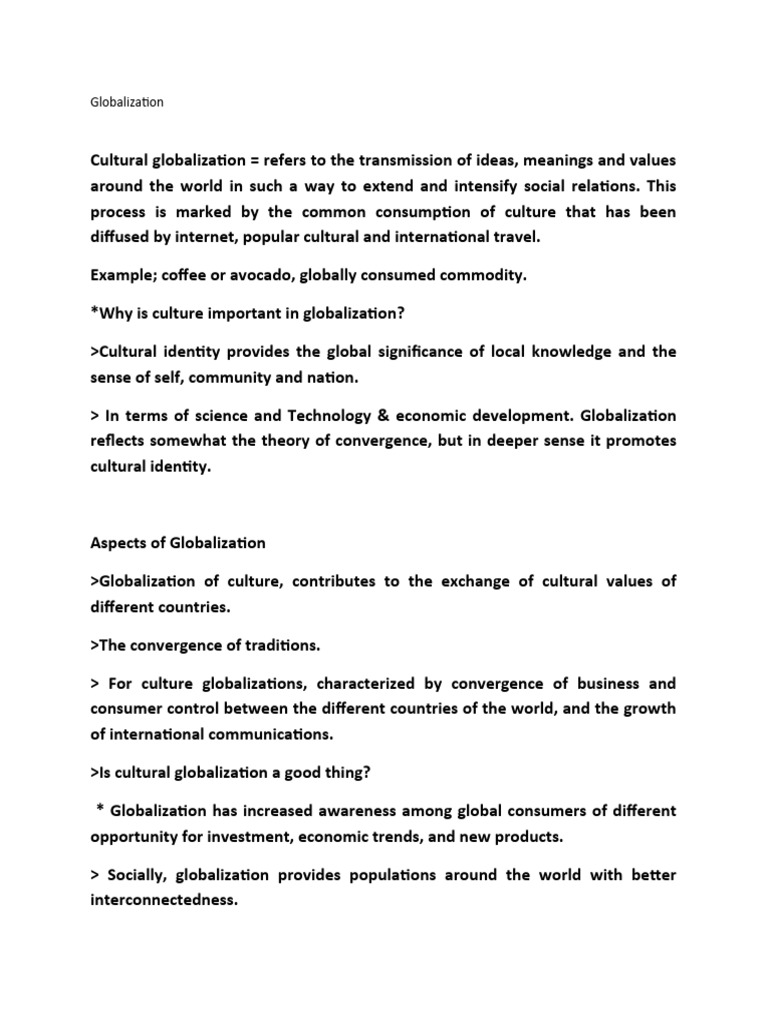 Globalization Reading Materials | PDF | Globalization | Cultural ...