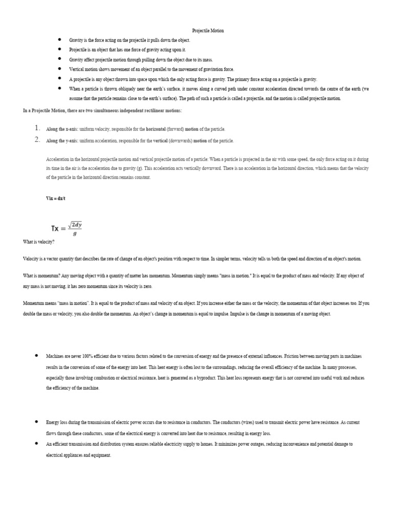 Projectile Motion | PDF | Acceleration | Force