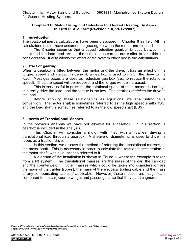 11a Motor Sizing and Selection For Geared Hoisting Systems Rev 1 071221 ...